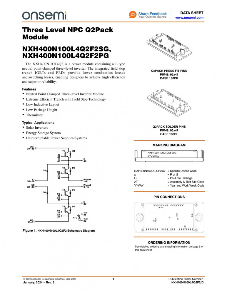 NXH400N100L4Q2F2 datasheet page 1
