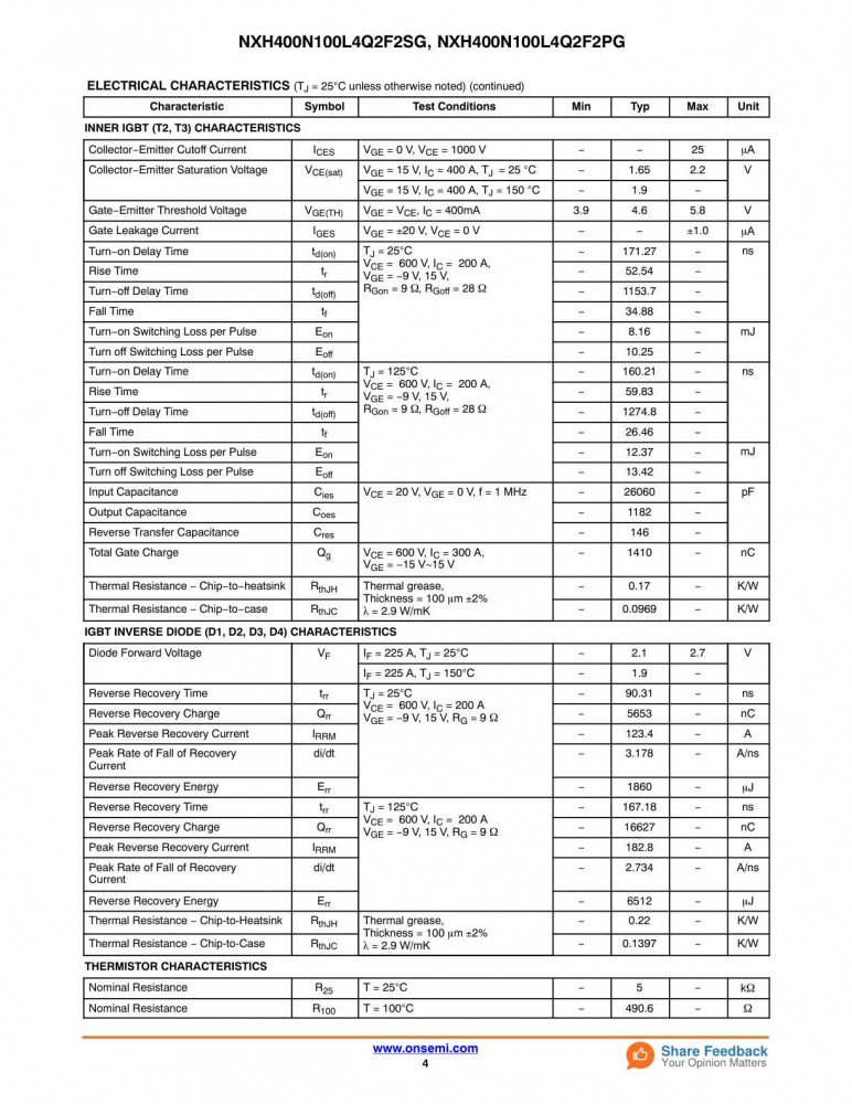 NXH400N100L4Q2F2 datasheet page 4