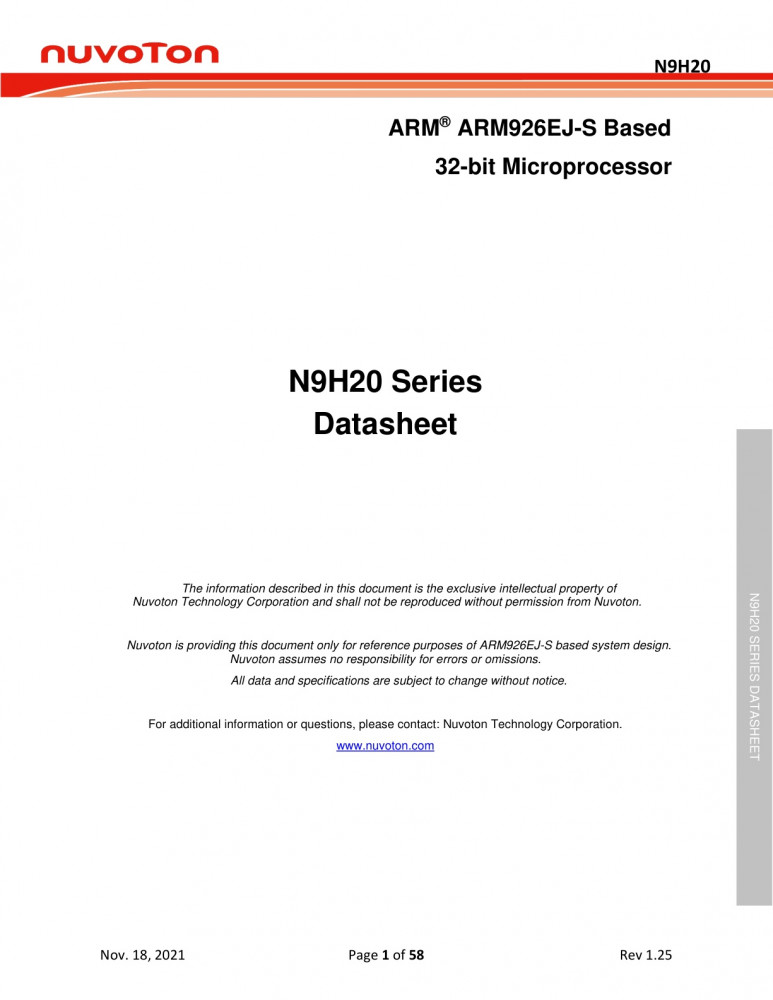 N9H20 Series datasheet page 1