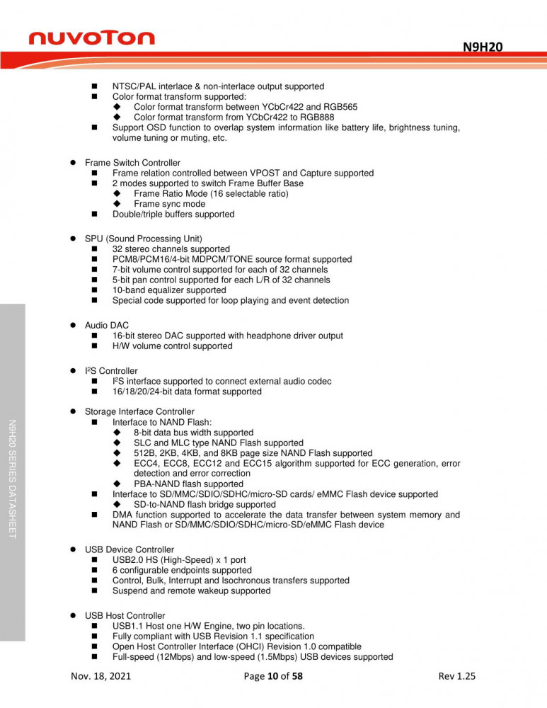 N9H20 Series datasheet page 10