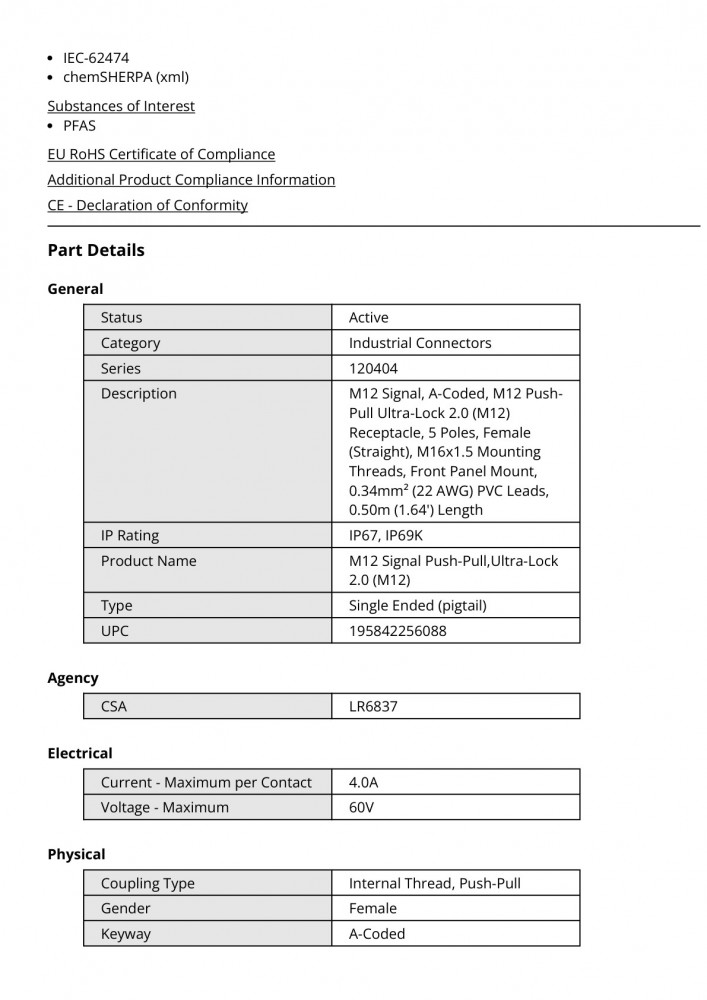 Molex Ultra-Lock M12 product specification page 2