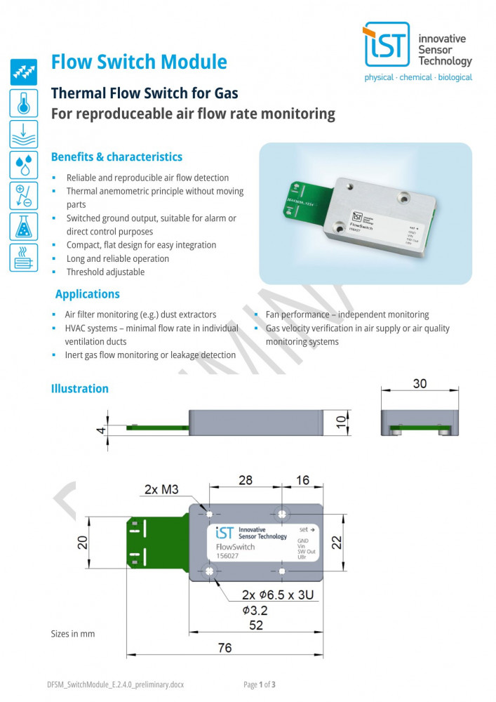 Flow Switch Module V1.0 technical document image 1