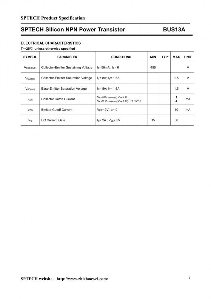 BUS13A datasheet page 2