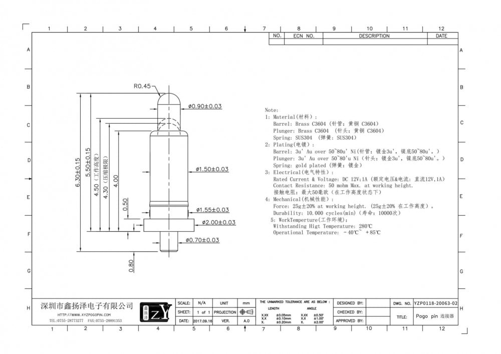 YZP0118-20063-02 product specification page 3