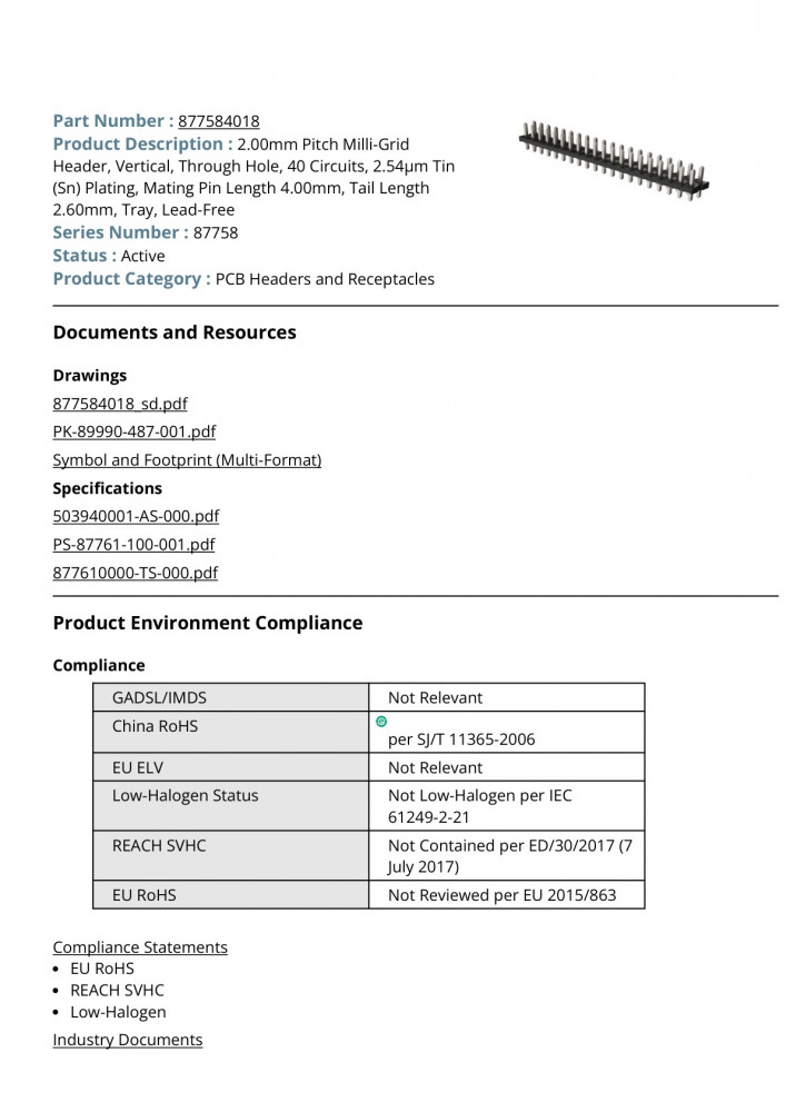 MOLEX 877584018 technical document image 1