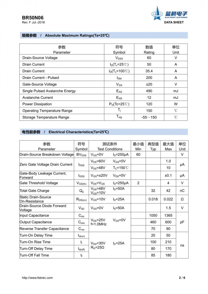 BR50N06 datasheet page 2