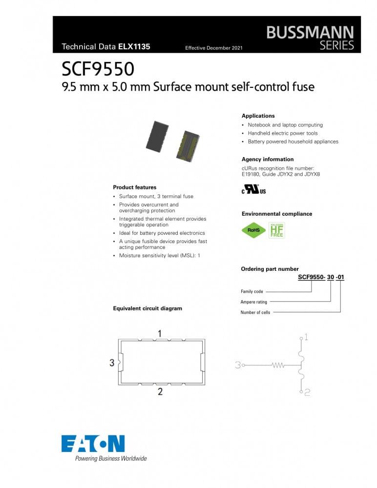 SCF9550 series datasheet page 1
