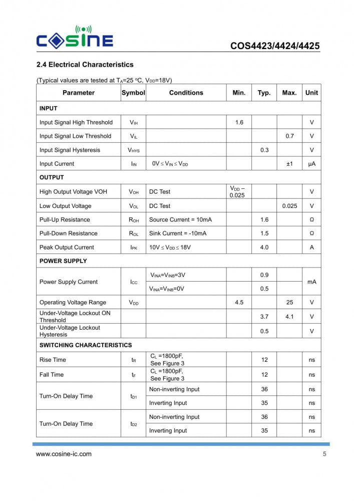 COS4425SR datasheet page 5