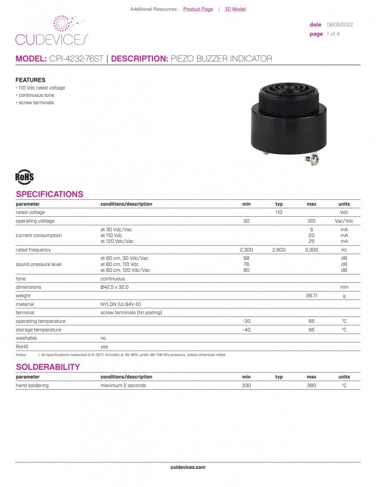 CPI-4232-76ST datasheet page 1