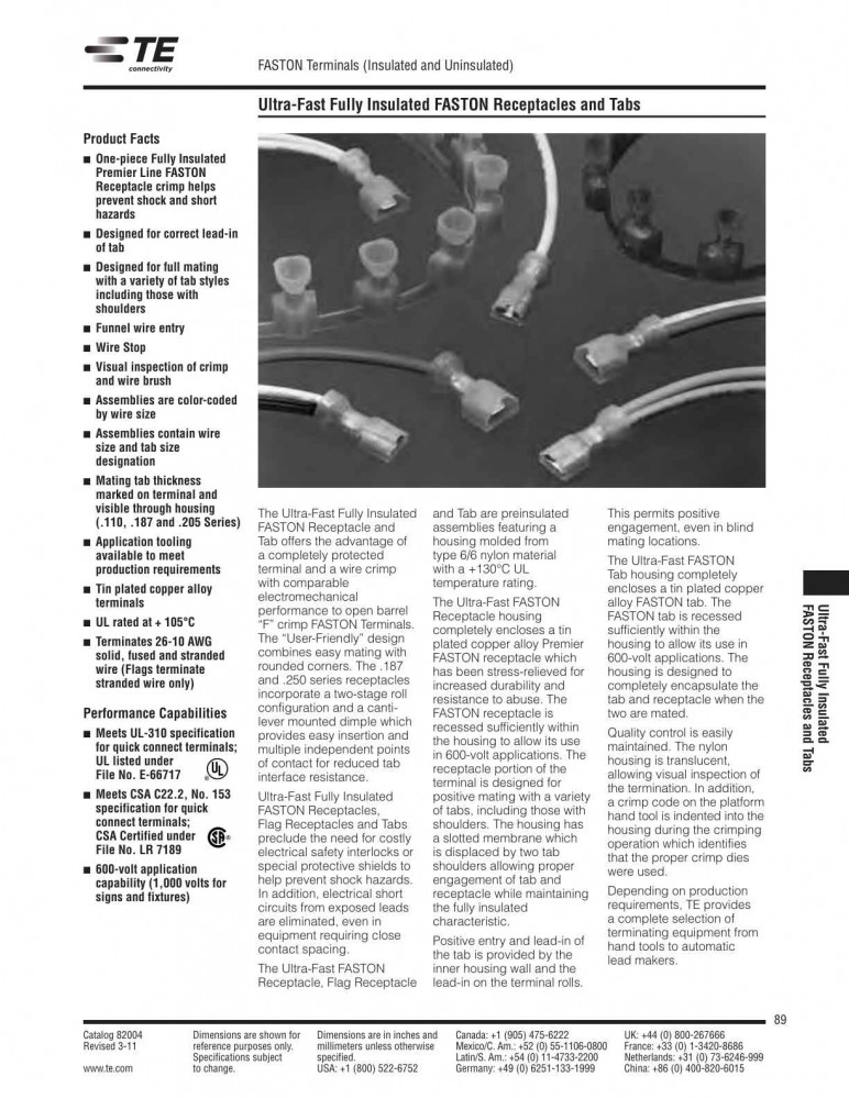 TE Connectivity FASTON document page 1