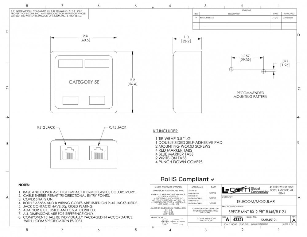 L-com SMB4512-I technical drawing preview