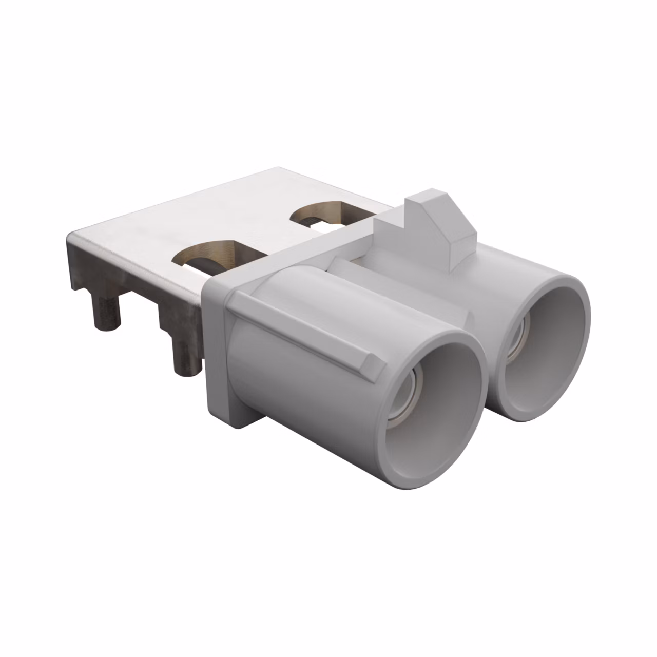 FAKRA Jack, Dual, Right-Angle, PCB Receptacle, End Launch, Die Cast Body, Tin (Sn) Plated, Keying Code B,  Cream White, 50 Ohms for sale
