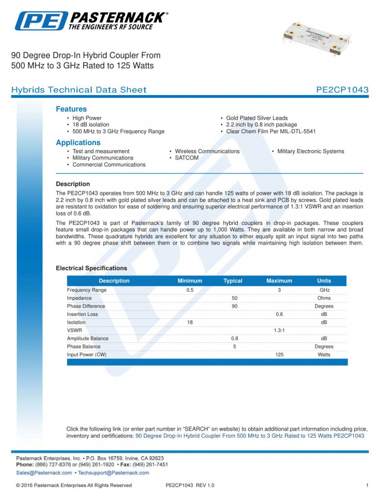 PE2CP1043 datasheet page 1