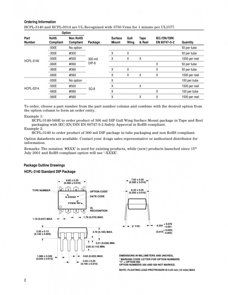 HCPL-0314-500E datasheet page 2