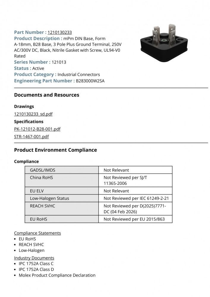Molex STR-1467 document page 1