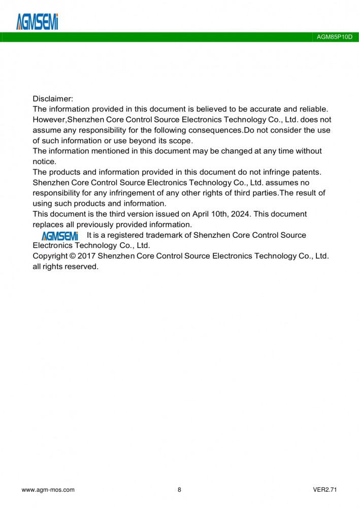 AGM85P10D datasheet page 8
