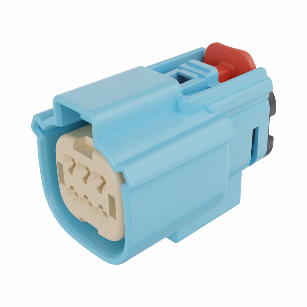 MX150 Mid-Voltage Mat-Sealed Female Connector Assembly, Dual Row, 6 Circuits, 48V, Keying Option A, with Connector Position Assurance, with Clip-Slot, Light Blue for sale