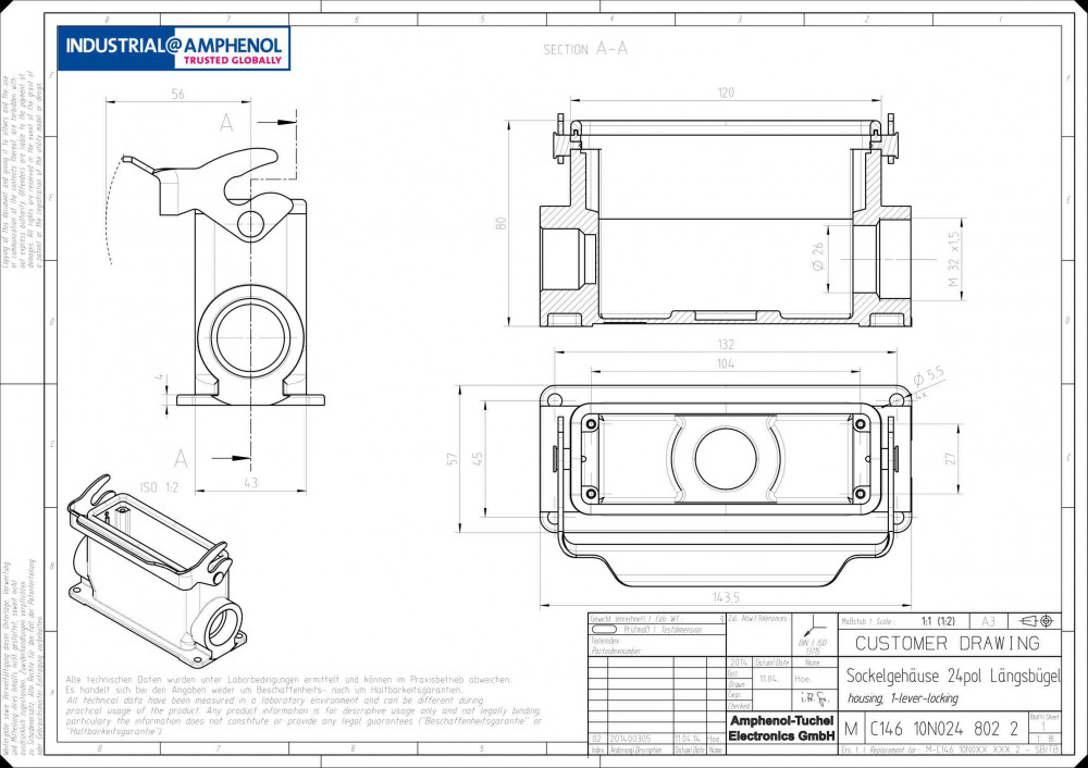 Amphenol C14610N0248022 customer drawing preview