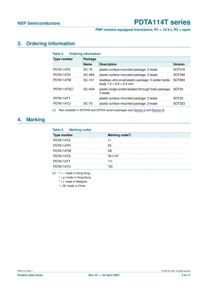 PDTA114T datasheet page 4