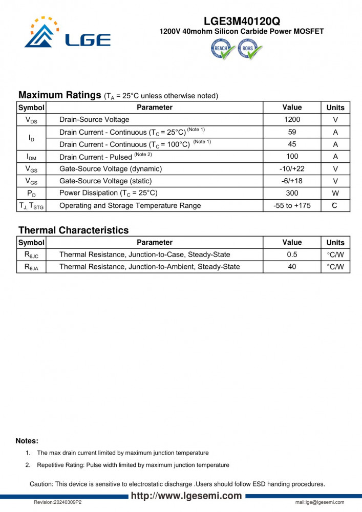 LGE3M40120Q datasheet page 2
