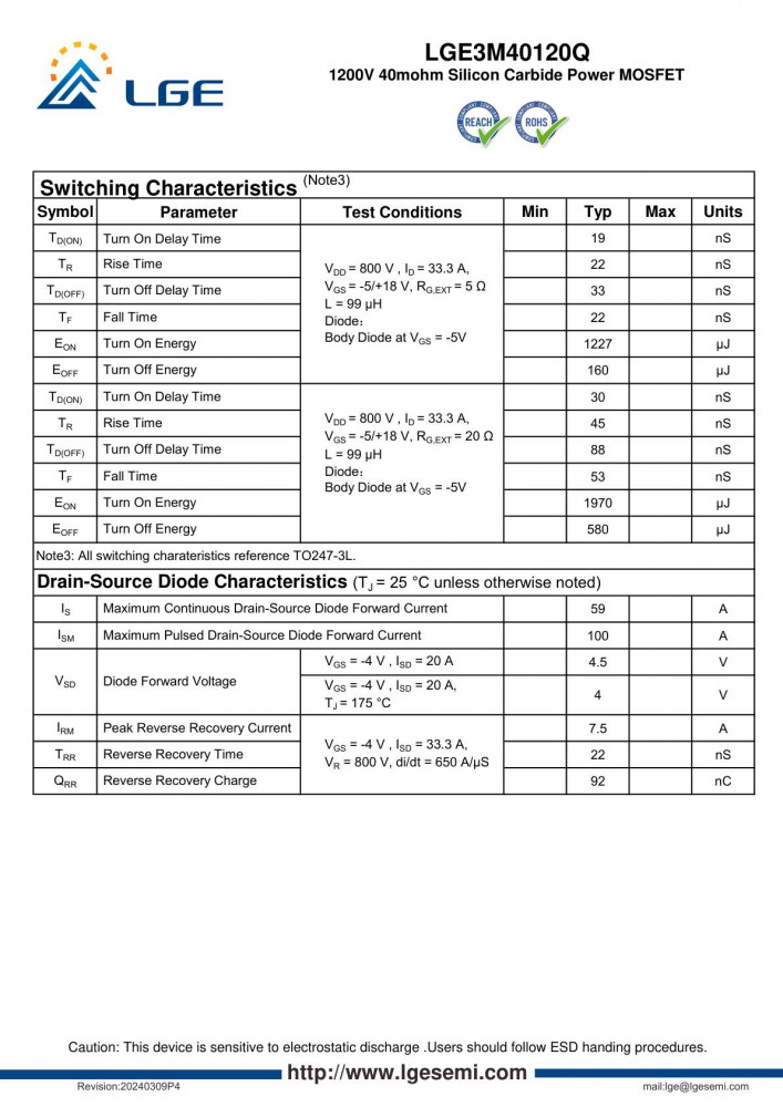 LGE3M40120Q datasheet page 4