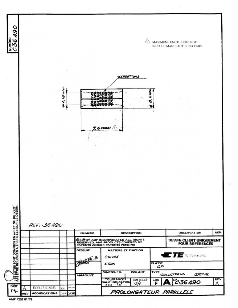 TE Connectivity 36490 engineering drawing