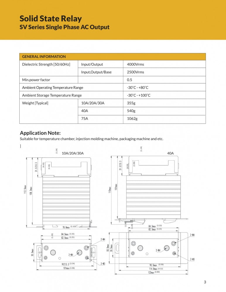 SV Series datasheet page 3