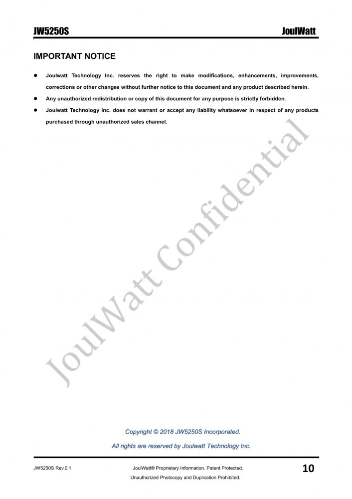 JW5250S datasheet page 10