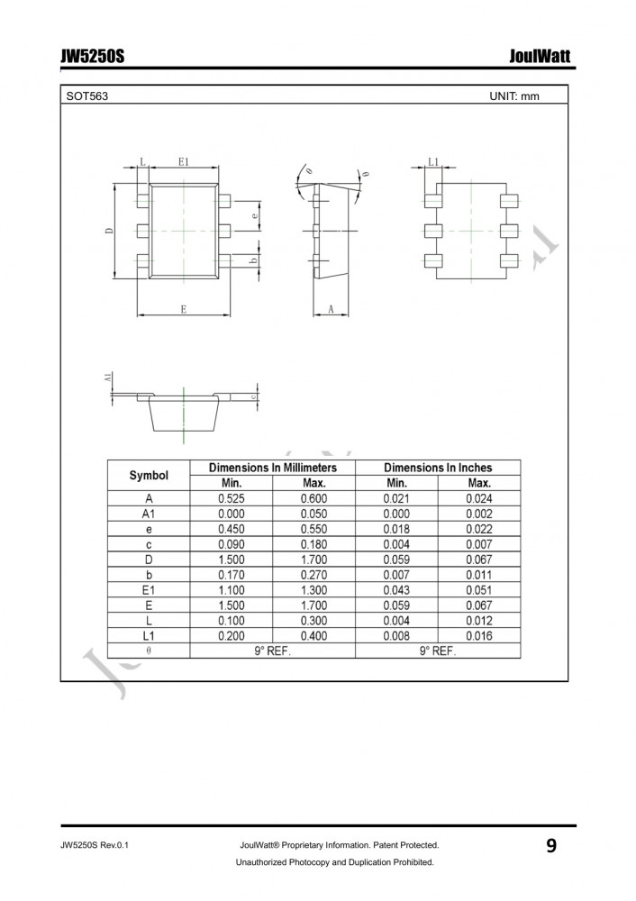 JW5250S datasheet page 9