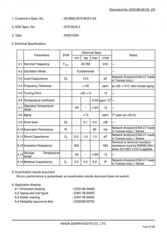NX3215SA specification page 2