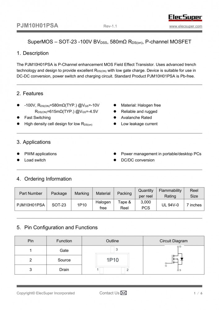 PJM10H01PSA datasheet page 1