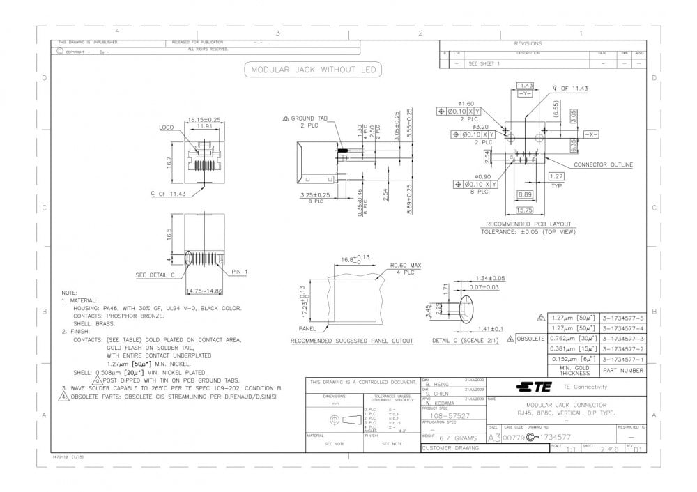 TE Connectivity 1734577-1 drawing page 2