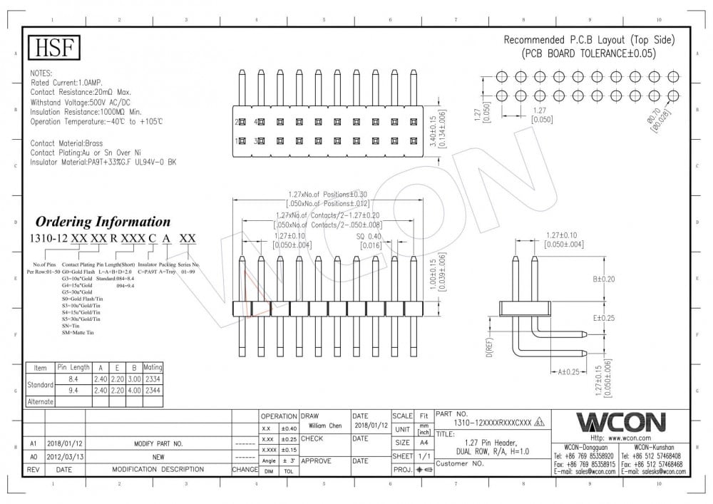 Wcon 1310-1209G0R068CA01 technical drawing