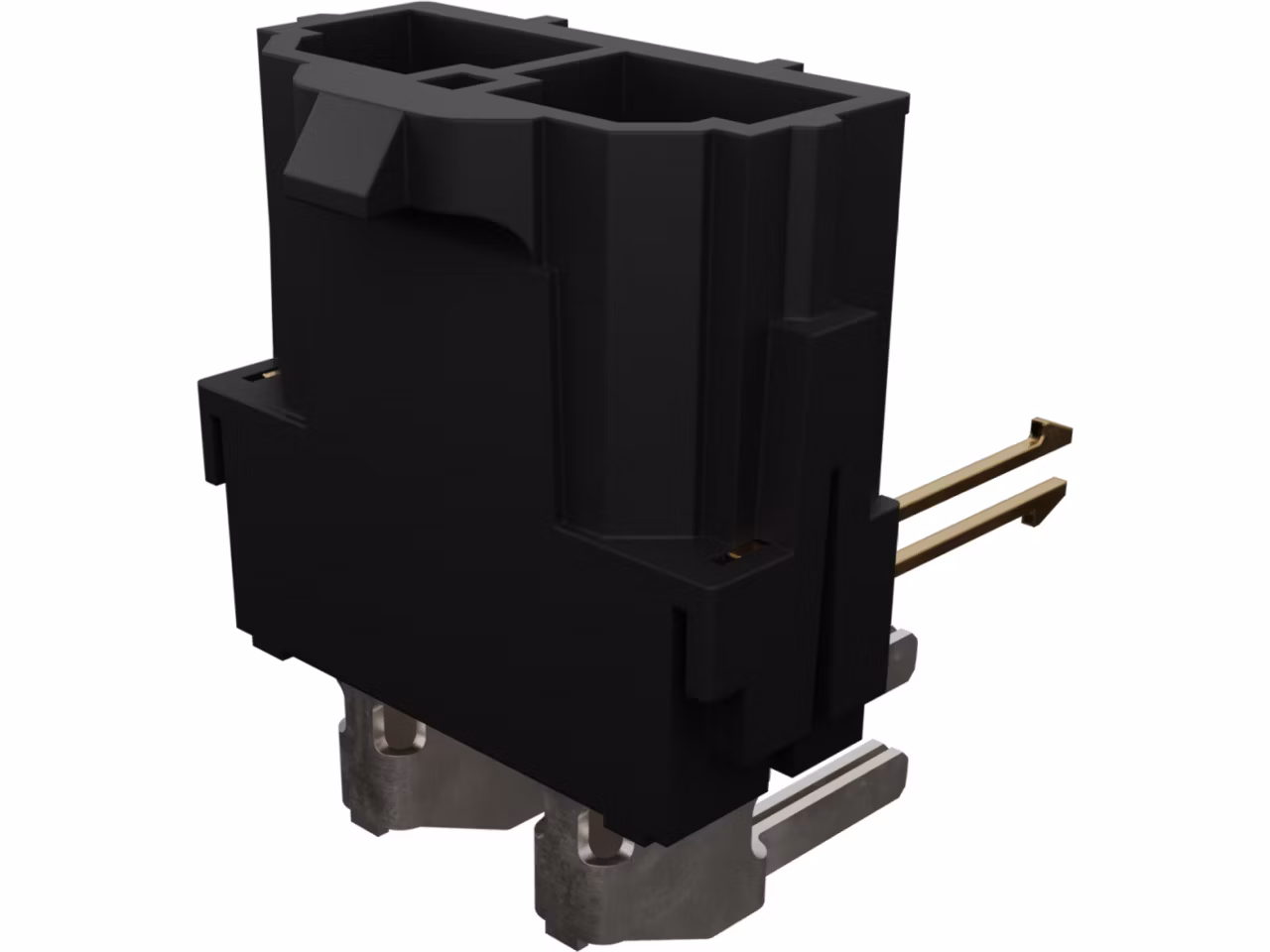 Mini-Fit Sr. Right-Angle Header, 10.00mm Pitch, Single Row, 2 Circuits, 8.30mm Tail Length, for 6.35mm PCB, Tin (Sn) Plating, with Clip, USE NYE LUBE ON MATING SURFACES for sale