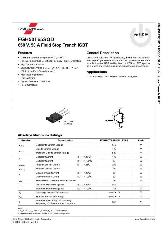 FGH50T65SQD-F155 datasheet page 2