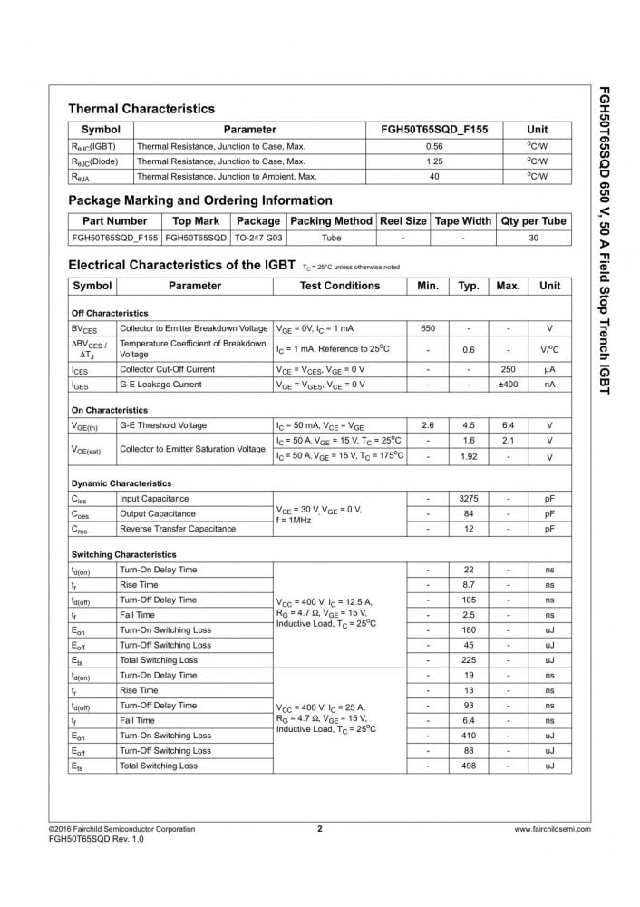 FGH50T65SQD-F155 datasheet page 3