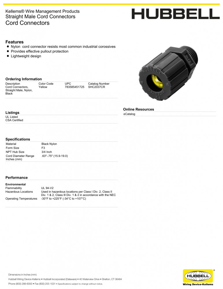 SHC2037CR product documentation image