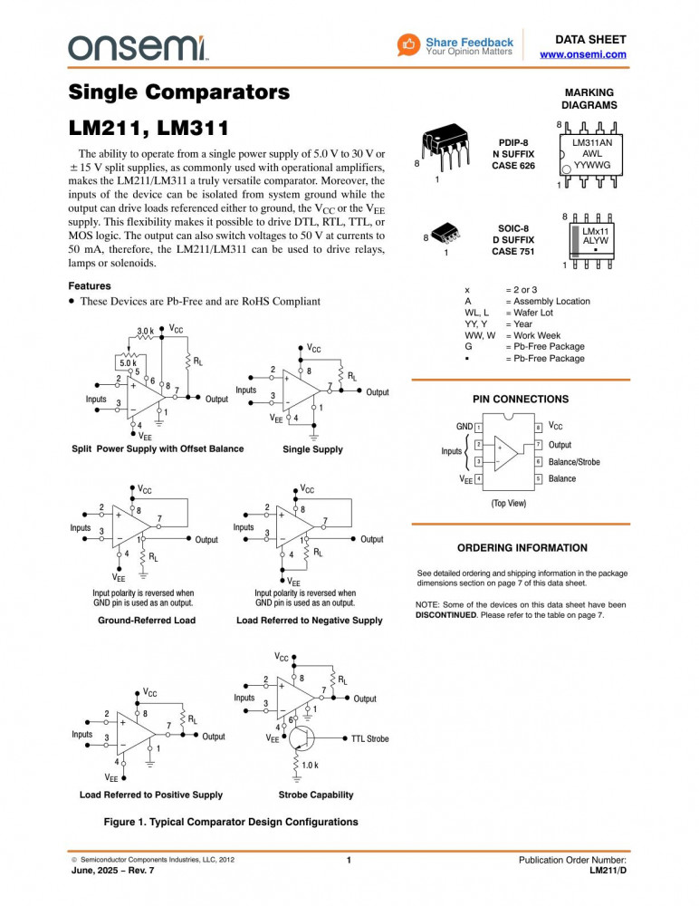 LM211 datasheet page 1