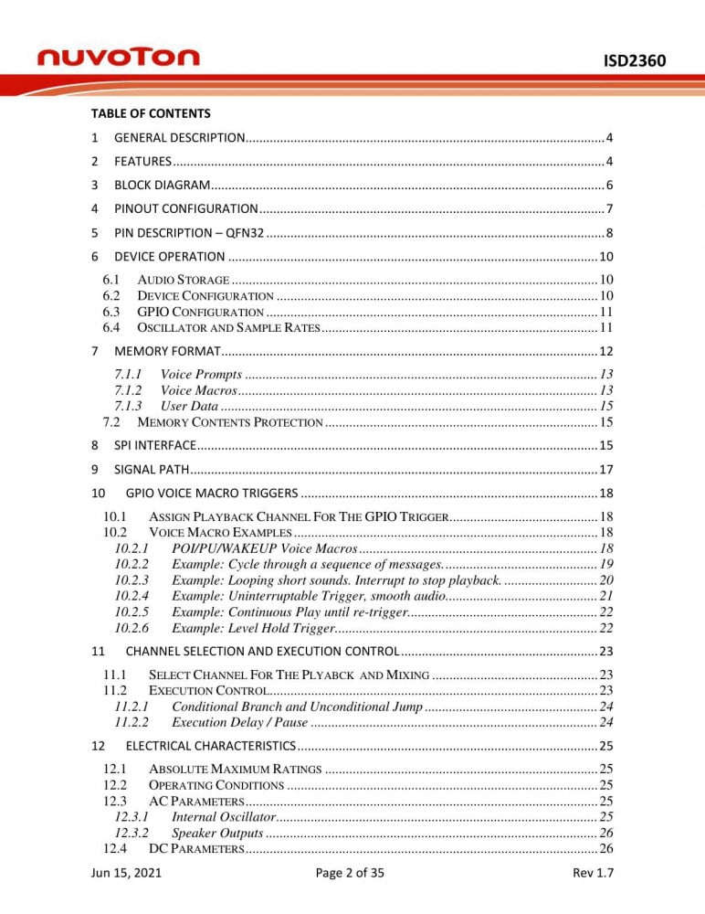 ISD2360 datasheet page 2