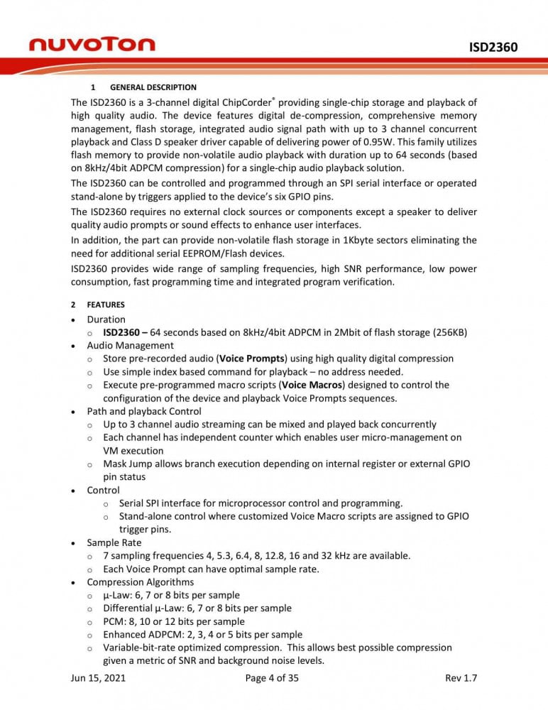 ISD2360 datasheet page 4