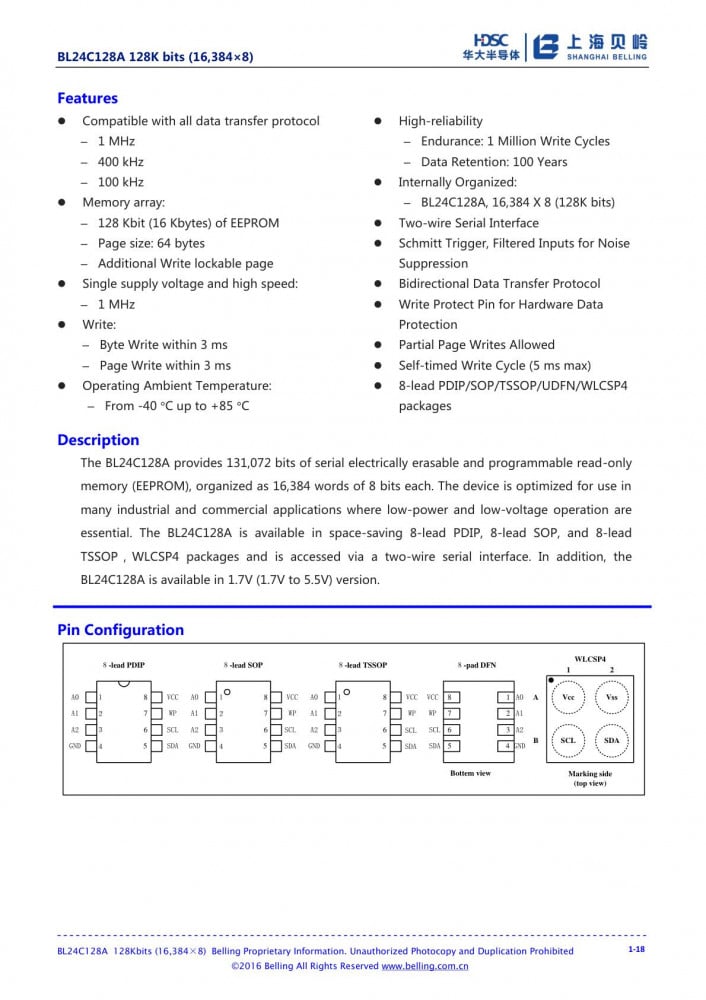 BL24C128A-PARC datasheet page 1