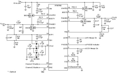 RT6576E - Dual-Channel Synchronous DC/DC Step-Down Controller with 5V/3.3V LDOs for sale