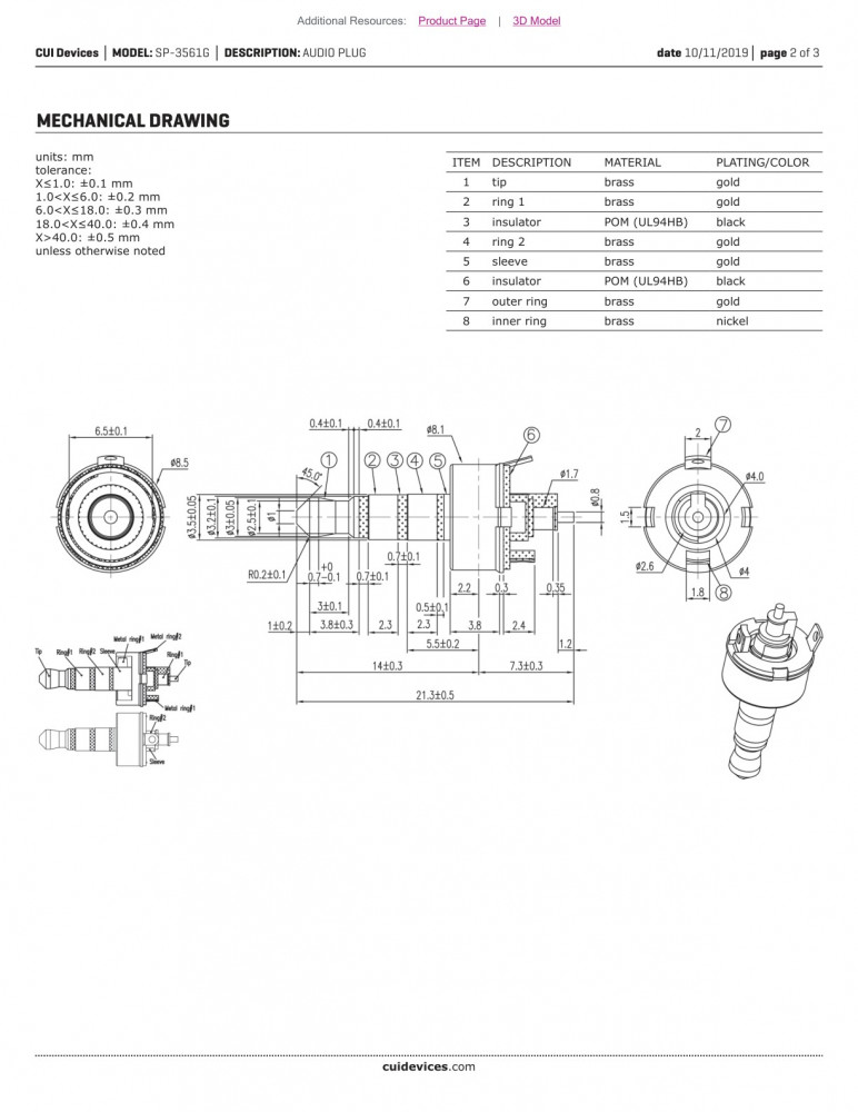 SP-3561G technical document page 2