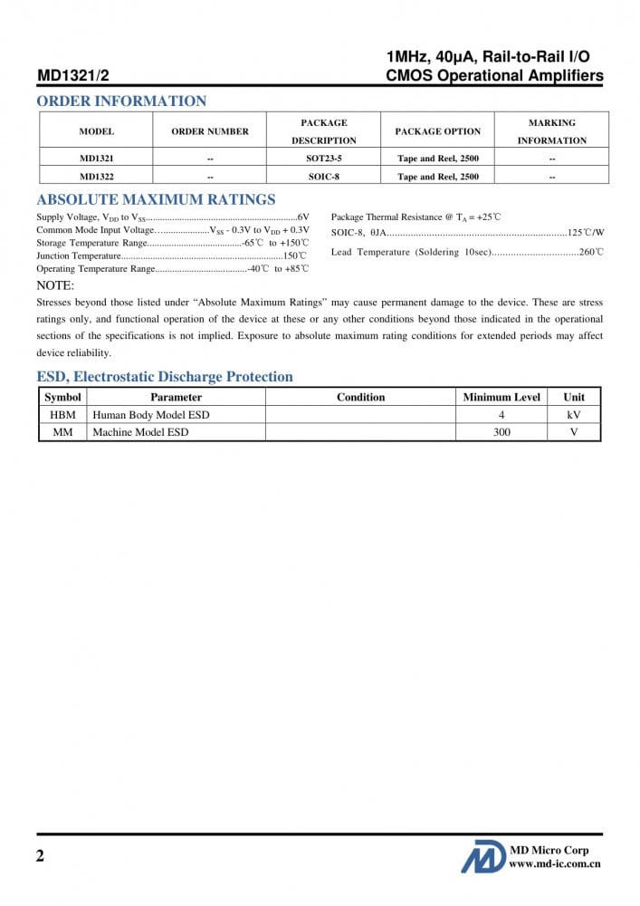 MD1321 datasheet page 2
