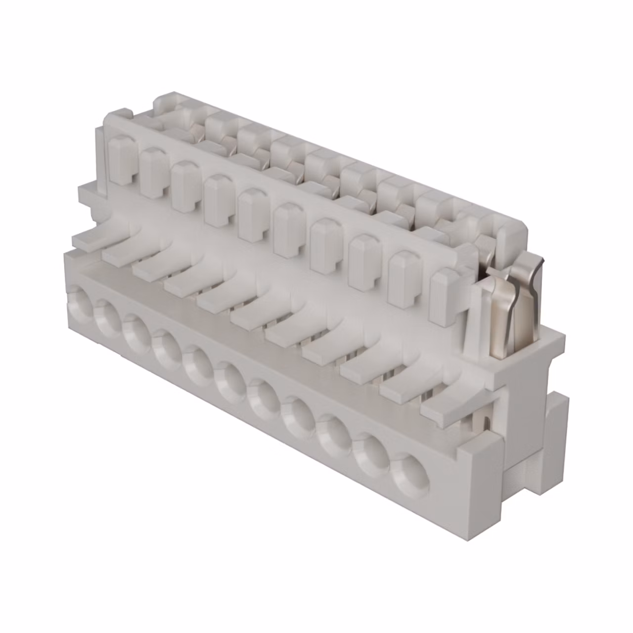 Appli-Mate RAST 2.5 IDT Housing, 2.50mm Pitch, with Side Latches, Female, 11 Circuits, Position Keys A & L Removed, Polarizing Ribs Between 1/2 and 9/10 for sale