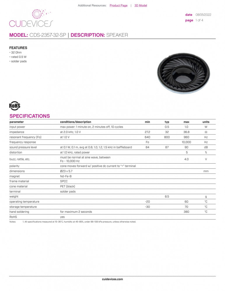 CDS-2357-32-SP datasheet page 1