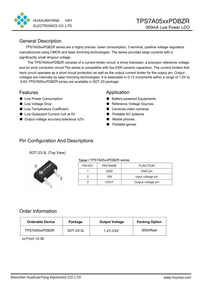 TPS7A0533PDBZR-HXY datasheet page 1