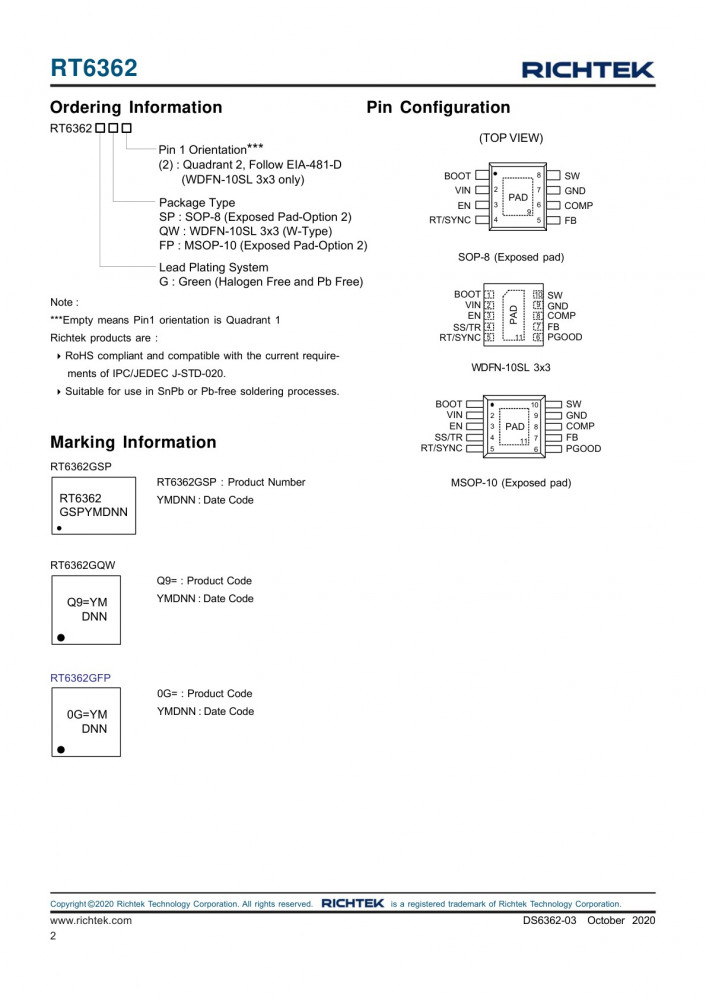 RT6362GQW datasheet page 2