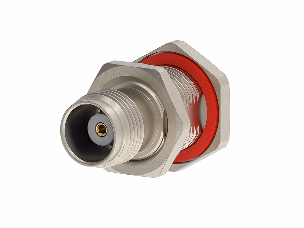 TNC Jack, Straight, Bulkhead, Crimp, RG-174, RG-188 and RG-316 Cable, Brass Body, Tri-Metal Plated, IP68, 50 Ohms for sale