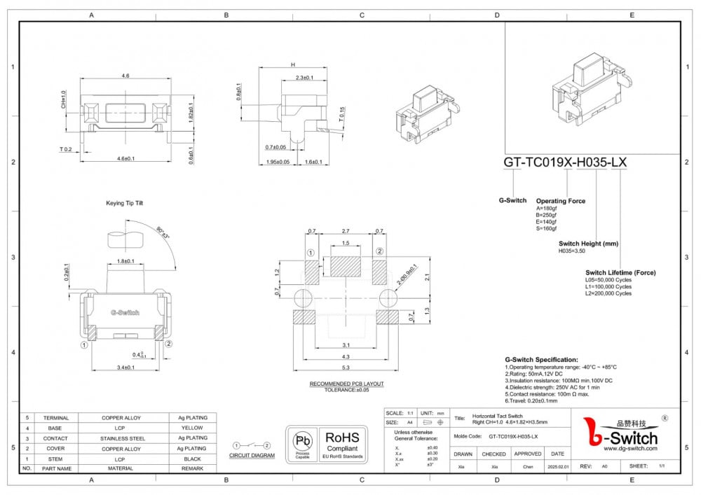 GT-TC019A-H035-L1 technical document page